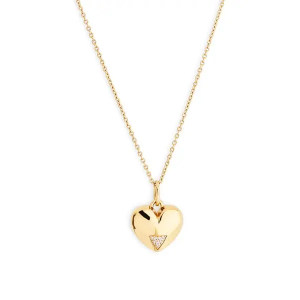 TOOLALLY Art Deco Hearts Pendant Vermeil & Cubic Zirconia - Gold