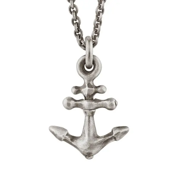 SNAKE BONES Anchor Pendant Necklace - Silver