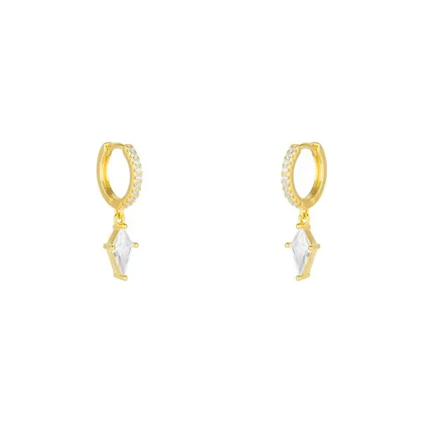 SPERO LONDON Sterling Silver Triangle Pave Spike Hoop Earrings - Gold