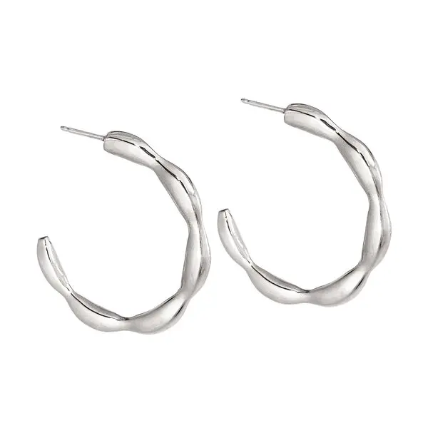 BIKO Large Wildflower Hoop Earrings - Silver