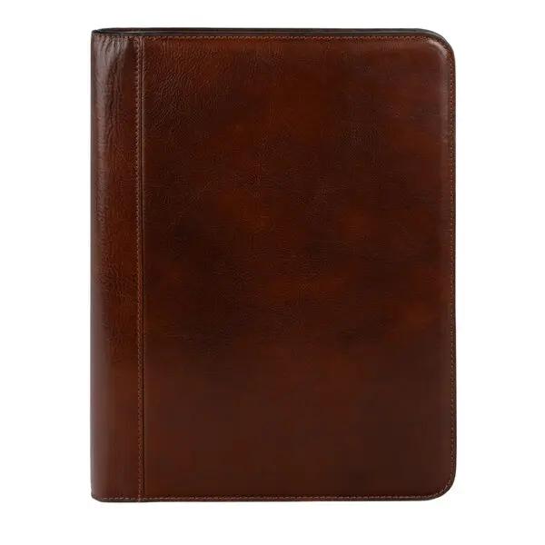 TIME RESISTANCE Full-grain Leather Documents Folder Organizer - Brown
