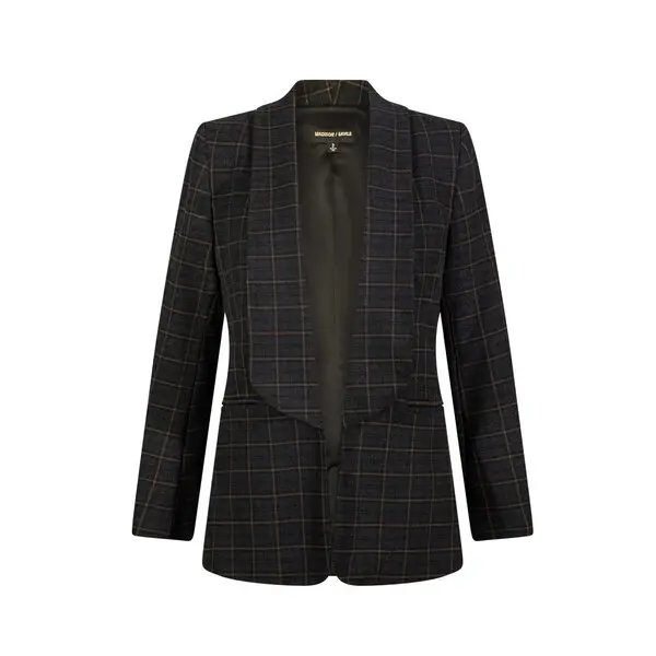 MADISON / SAVILE Plaid Boyfriend Blazer