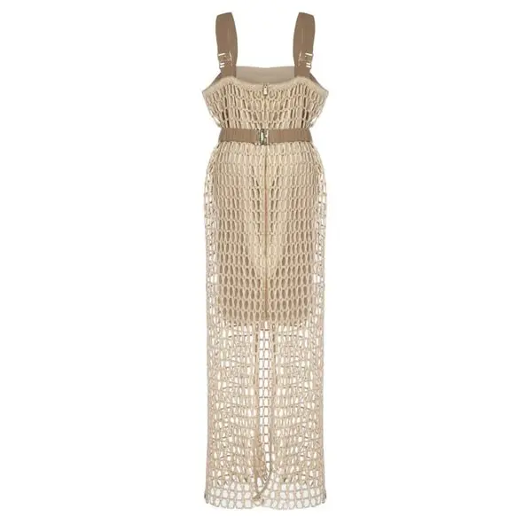 WOMEN & WOMEN Fabric Detailed Long Dress - Beige