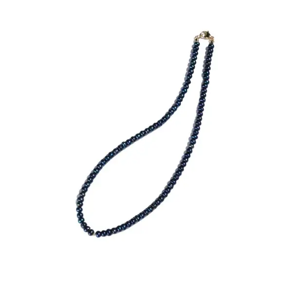 URBANE JEWELRY STUDIO Willow Black Pearl Necklace - Blue/gold