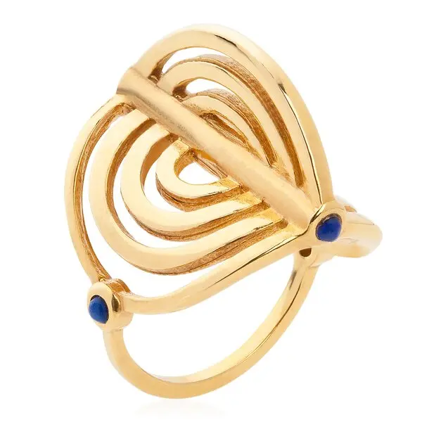 LEE RENEE 18ct Plated Lapis Lazuli Ring - Gold