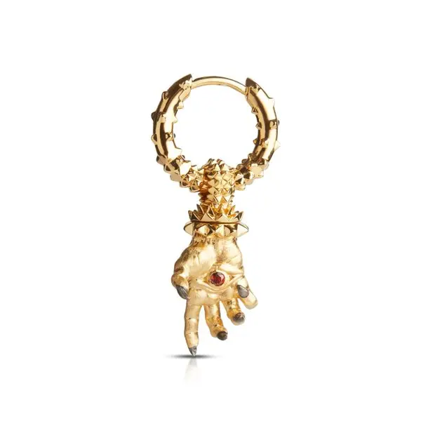 KASUN Hand Of The Protector Garnet Vermeil Earrings - Gold