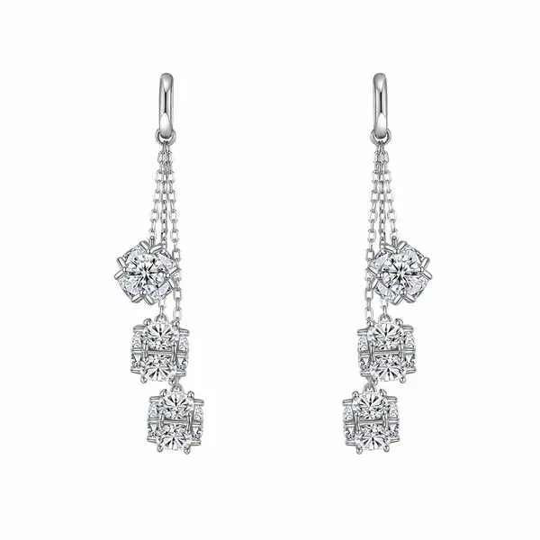 RETRO CHIC Rock Sugar Dangle Earrings - Silver