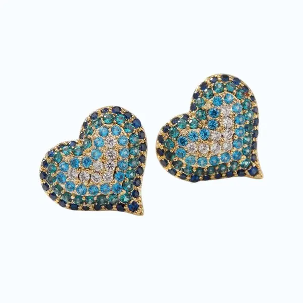 NATIVE GEM Queen Of Hearts Stud Earrings - Blue