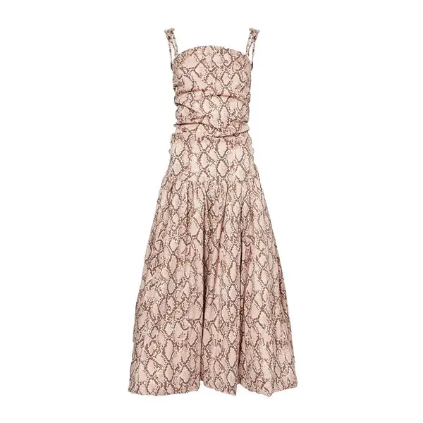 AMY LYNN Alexa Snake Print Puffball Dress - Brown