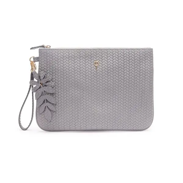OTRERA Braided Leather Clutch - Grey