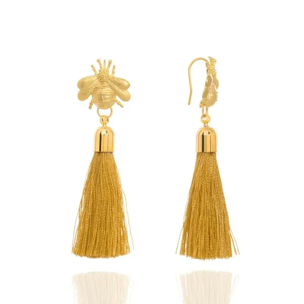 C.J.M Bee Tassel Drop Earrings - Yellow