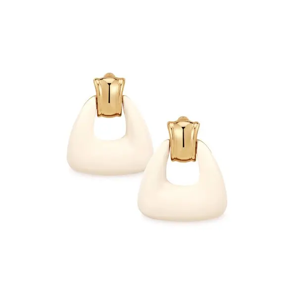 RETRO CHIC Gold / White Ostuni White Earrings - Gold/white