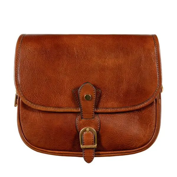 TIME RESISTANCE Leather Saddle Crossbody Bag - Brown