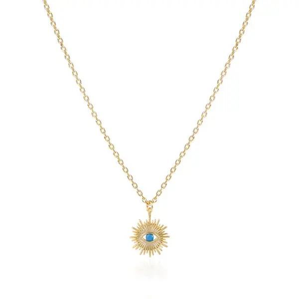 C.J.M Turquoise Eye Pendant Necklace - Gold