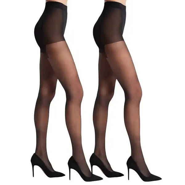HIGH HEEL JUNGLE BY KATHRYN EISMAN 15 Denier Silky Sheer Tights 2-pack - Black
