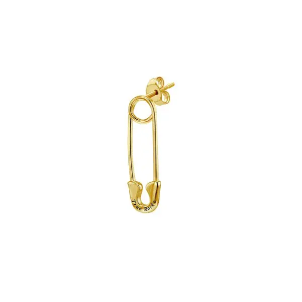 TRUE ROCKS 18 Kt Plated Safety Pin Stud Earring - Gold