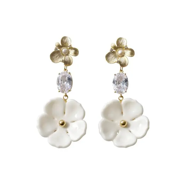 POPORCELAIN Floral Bloom Statement Earrings