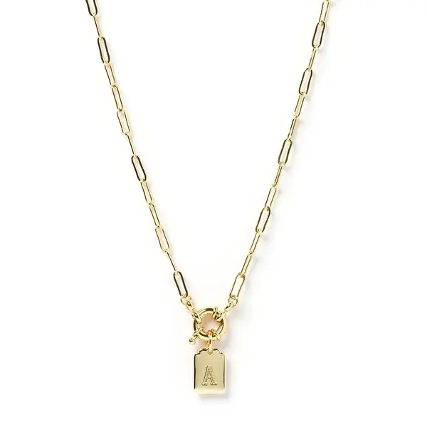 ARMS OF EVE Letter Tag Chain Necklace - Gold