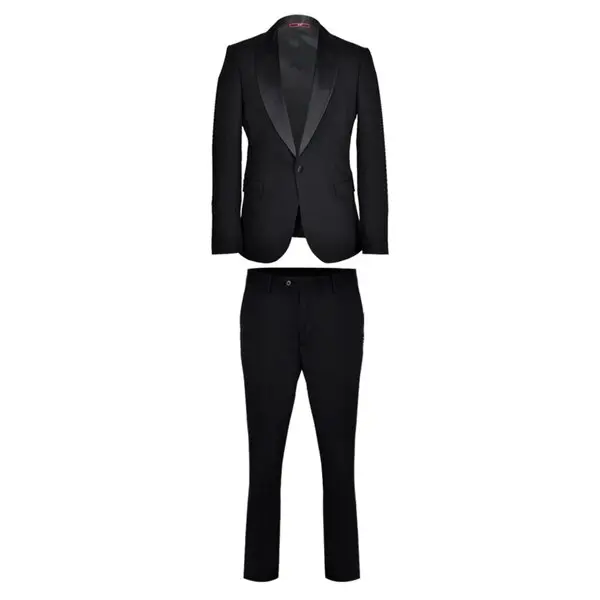 DAVID WEJ Alfredo Single Breasted Shawl Lapel Tuxedo - Black