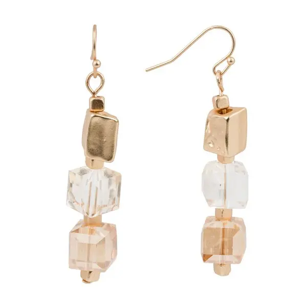 Saachi Bead And Stone Dangle Earrings - Gold/blue/grey
