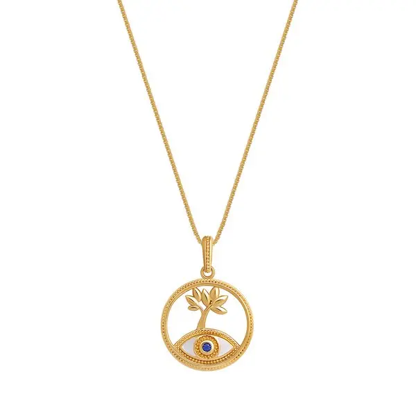 KARMA AND LUCK Eternal Balance Tree Of Life Sapphire Necklace - Gold