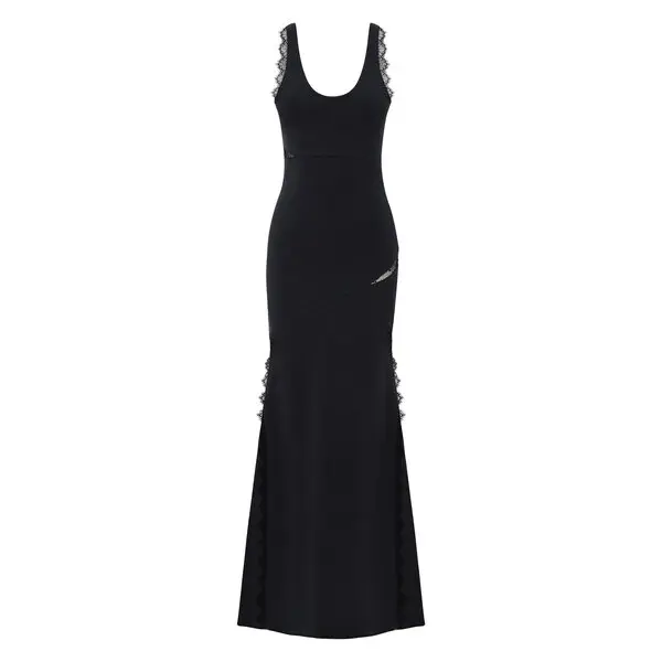 PCFG Fitted Lace Trimmed Maxi Dress