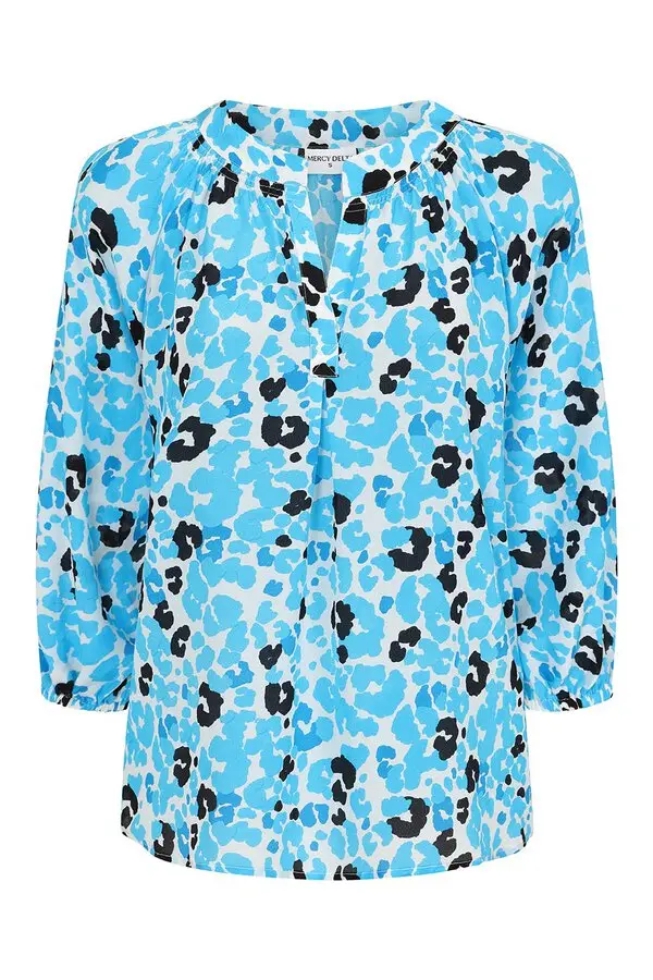 MERCY DELTA Printed Silk Shirt - Blue