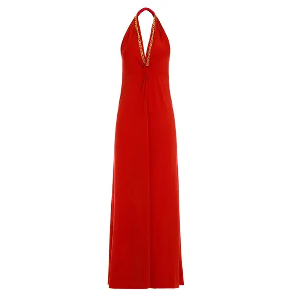 N'ONAT Maxi Dress With Chain Detail - Red