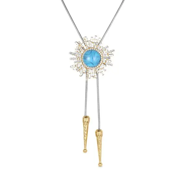 SHINE LIKE ME Two-tone Bolo Tie With Crystal Embellishments - Blue/gold/silver