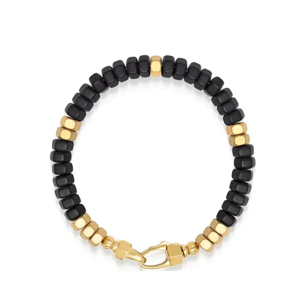 NIALAYA JEWELRY Hexagon Bead Bracelet With Black Onyx And Gold Plating - Black/gold