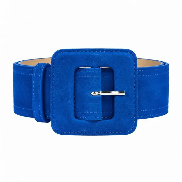 BELTBE Suede Square Buckle Belt - Blue