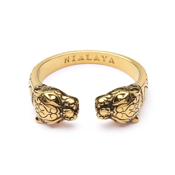 NIALAYA JEWELRY Panther Ring In Plated Stainless Steel - Gold