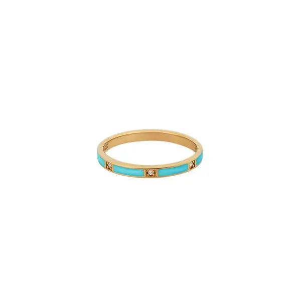 KARMA AND LUCK Gold Plated Turquoise Enamel Ring - Gold/blue