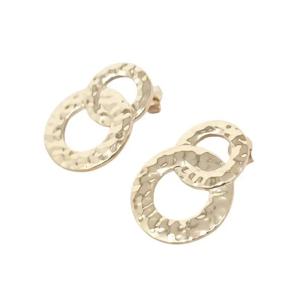 HARFI Plated Double Hoop Drop Earrings - Gold