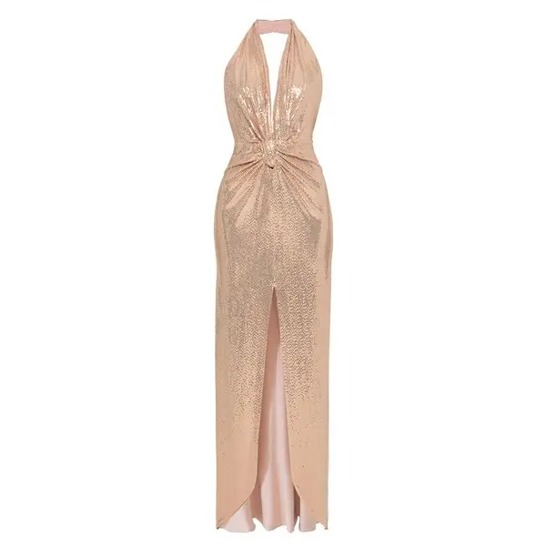 NISSA Sequin Backless Maxi Dress - Pink