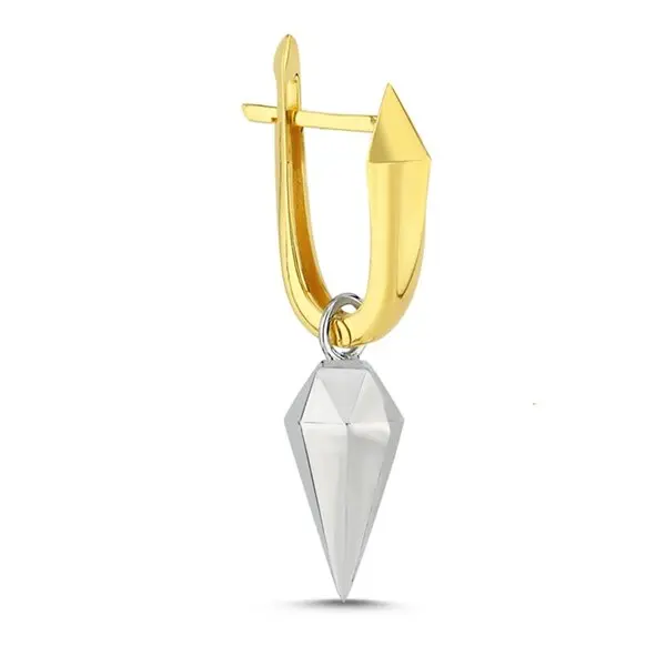 Mishka Urban Wilds Silver Pendant Mono Earring With Gold Hoop - Gold/silver