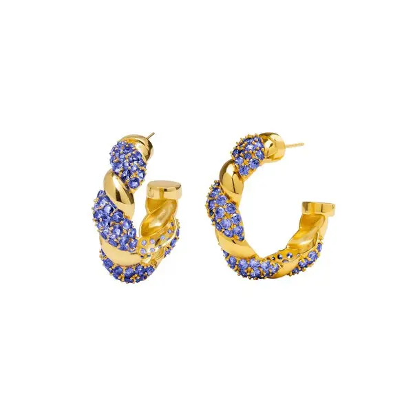 LAVANI JEWELS Paramount Interlocking Hoop Earrings - Gold/blue