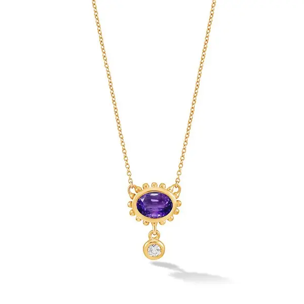 DOWER & HALL Fine Yellow Gold Anemone Pendant With Amethyst And Diamond - Gold/yellow