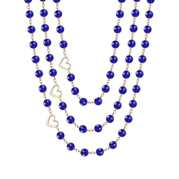 REJECTED HEARTS CLUB Azule Socialite Layered Beaded Necklace - Blue