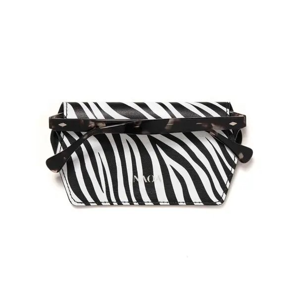 NAOA Slim Glasses Case Zebra Print - Black/white