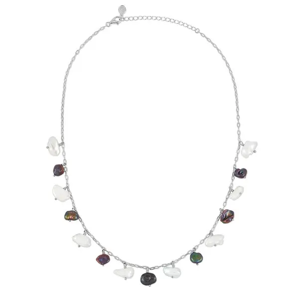 DOWER & HALL Sterling Necklace With Keshi Pearls - Silver