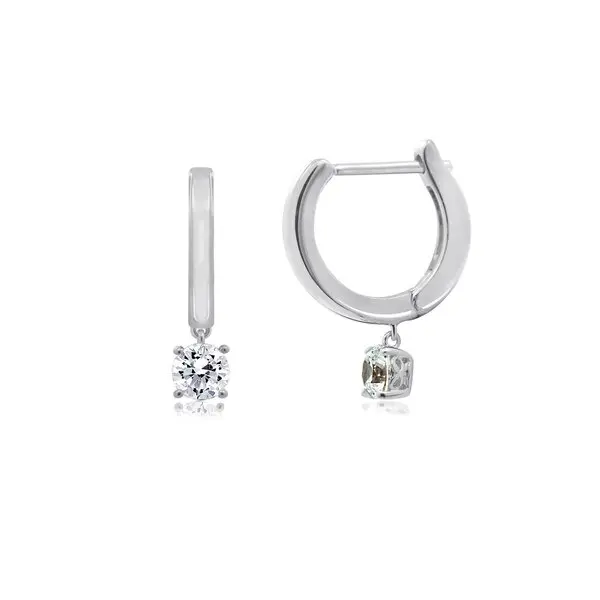 DIAMONBLISS Prong Set Dangle Hoop Earrings - White