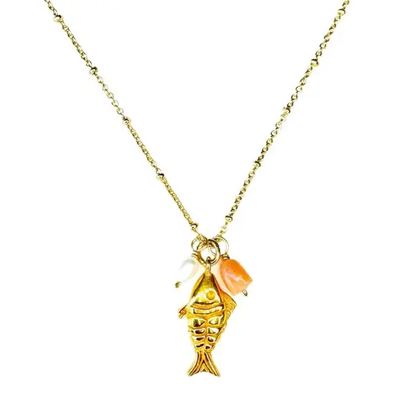 LEXI JEWELRY Plated Fish Trio Charm Necklace - Gold