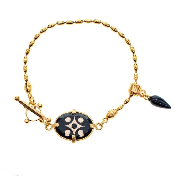 GEM KINGDOM Dotted Dangle Bracelet - Gold/black