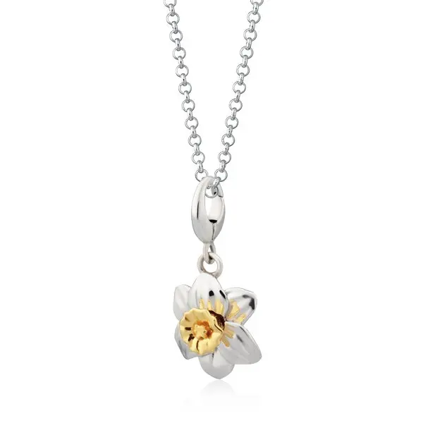 LILY CHARMED Sterling Silver & Gold Daffodil Charm Necklace - Silver/gold