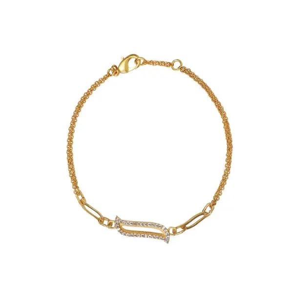 LILA RASA Wave Symphony Cubic Zirconia Double Chain Bracelet - Gold