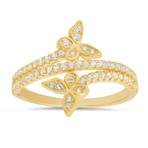 KYLIE HARPER Diamond Cz Butterfly Crossover Ring - Gold