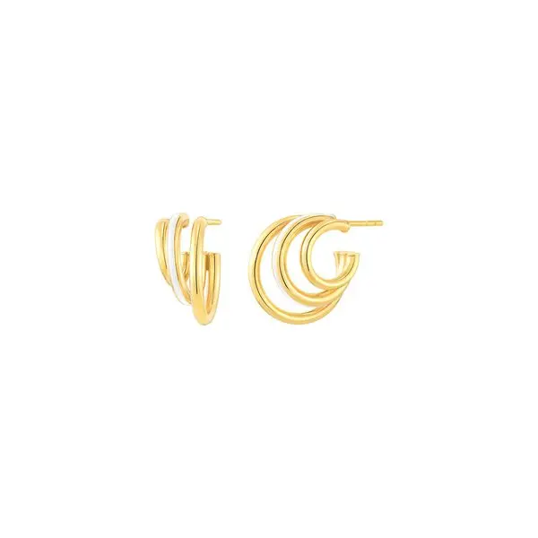 GOLD & HONEY Triple Hoop Earrings With White Enamel - Gold/white