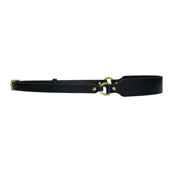 HAUTE CUIR Slim Leather Harness Belt - Black
