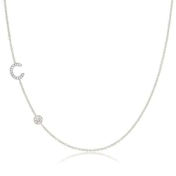 Maya Brenner Designs Pavé Diamond Monogram 14k Gold Necklace - White